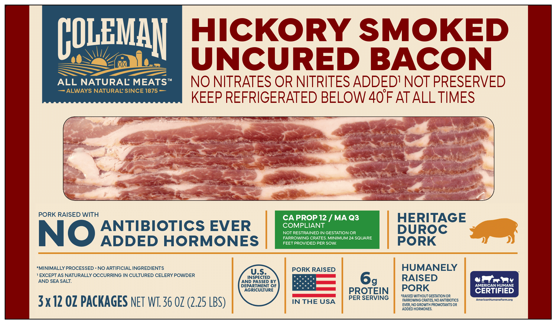 All-Natural Hickory Smoked Bacon • Coleman Natural